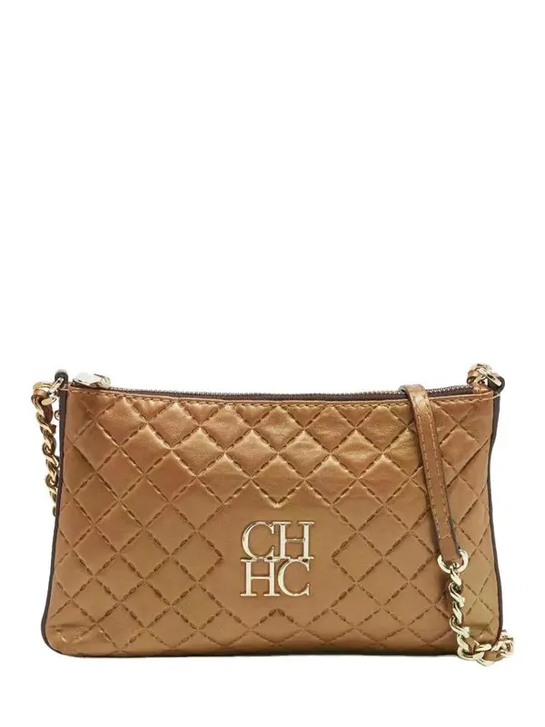 Carolina Herrera Quilted Embossed Shoulder Bag - Brown