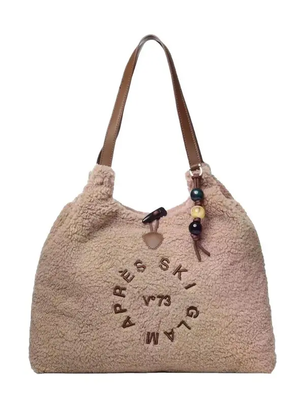 V°73 Ski Glam Teddy-effect Embroidered Shoulder Bag - Neutrals