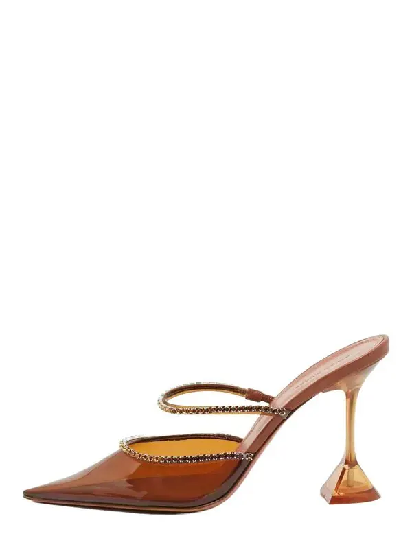 Amina Muaddi Gilda Crystal-embellished Mules - Brown