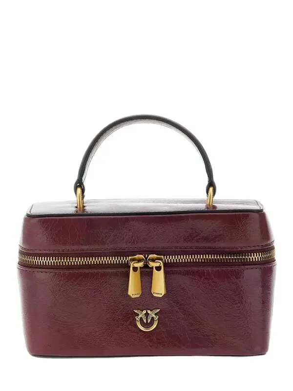 Pinko Small Crossbody Bag In Glossy Leather - Red