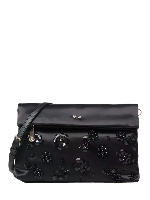 V°73 Kayla Floral-appliqué Jewel-embellished Shoulder Bag - Black