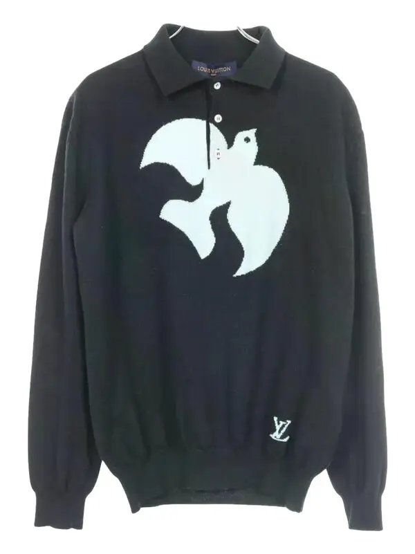 LOUIS VUITTON 2000s Bird Jacquard Sweater - Black