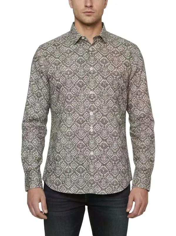 Alexander McQueen Geometric-print Poplin Shirt - Grey