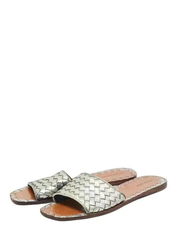 Bottega Veneta Ravello Leather Sandals - Silver