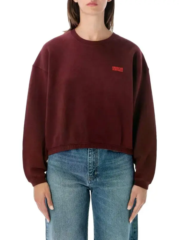 American Vintage Izubird Logo-print Cropped Sweatshirt - Red