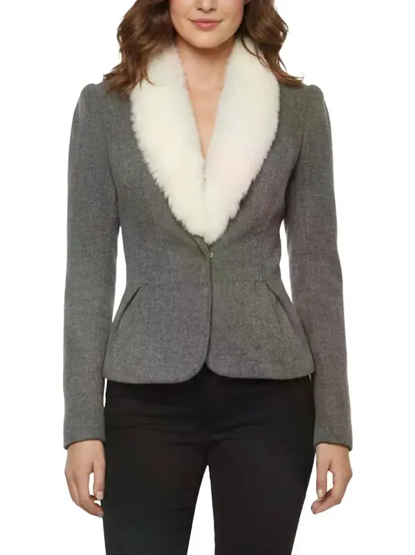 Elisabetta Franchi Faux-fur Trimmed Jacket - Grey