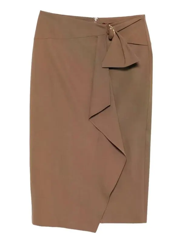 Max Mara Ruffled Buckle-fastening Midi Skirt - Brown