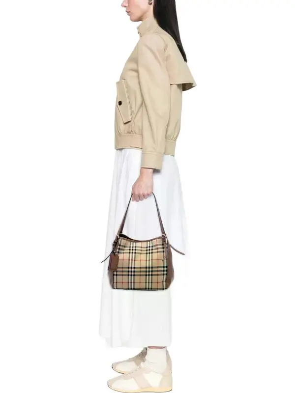 Burberry 2000-2017 Small Haymarket Check Coated Canvas And Calfskin Canterbury Tote Bag - Neutrals