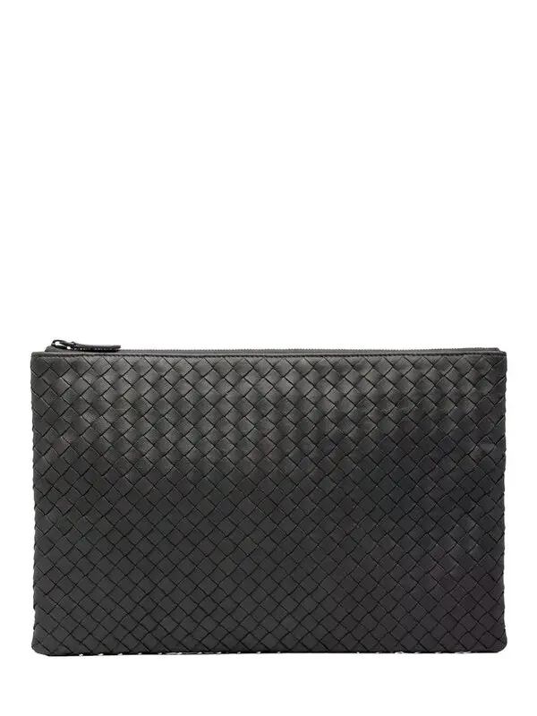 Bottega Veneta 2012-2026 Nappa Intrecciato Zip Clutch Bag - Grey