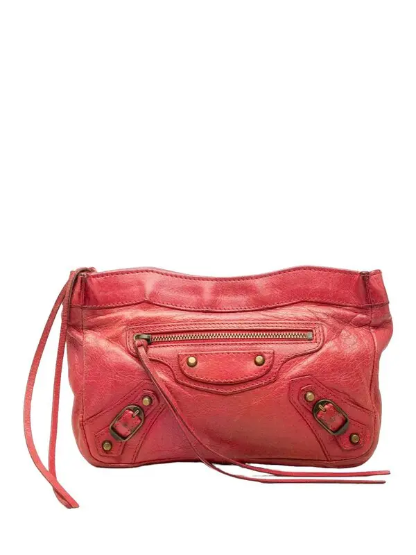 Balenciaga 2005 Lambskin Motocross Classic Porte Toilette Makeup Pouch - Red