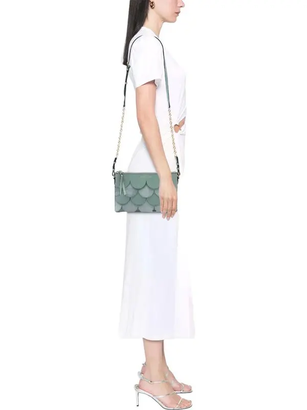 Burberry 2000-2017 Scalloped Leather And Suede Peyton Crossbody Bag - Green