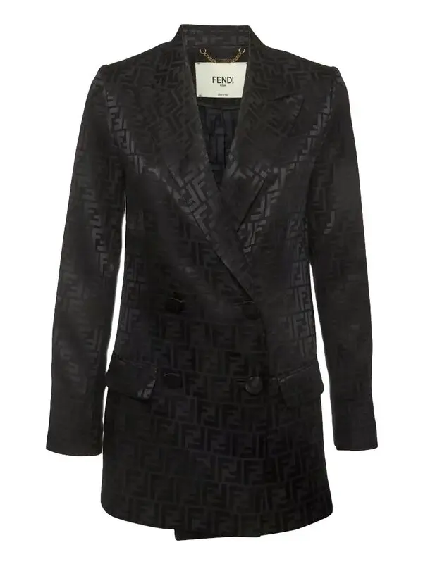 Fendi Zucca-pattern Double-breasted Blazer - Black