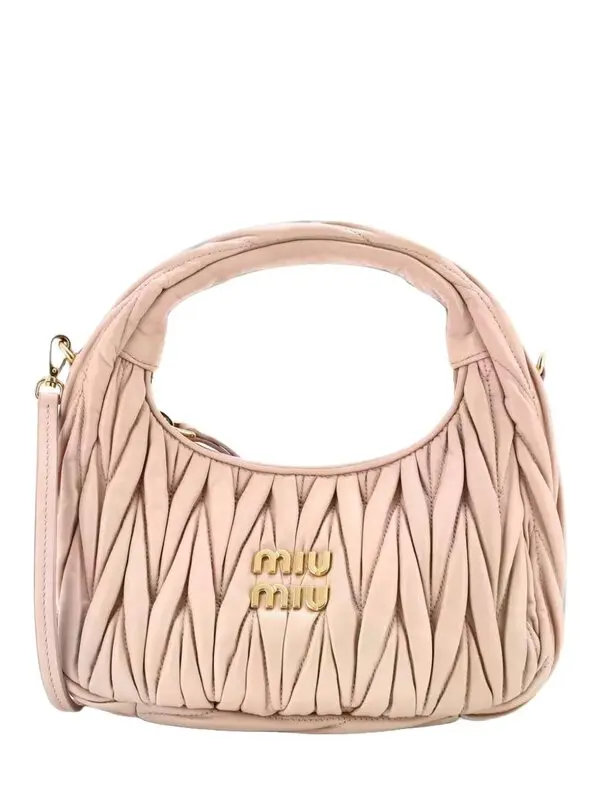 Miu Miu Wander Matelasse Leather Small Hobo Bag - Neutrals