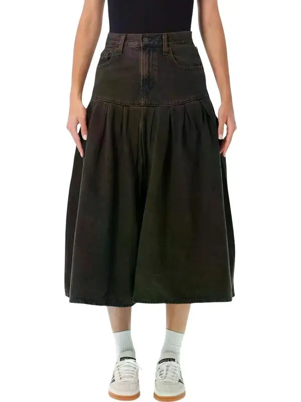 LEVI'S Pleated Denim Midi Skirt - Brown