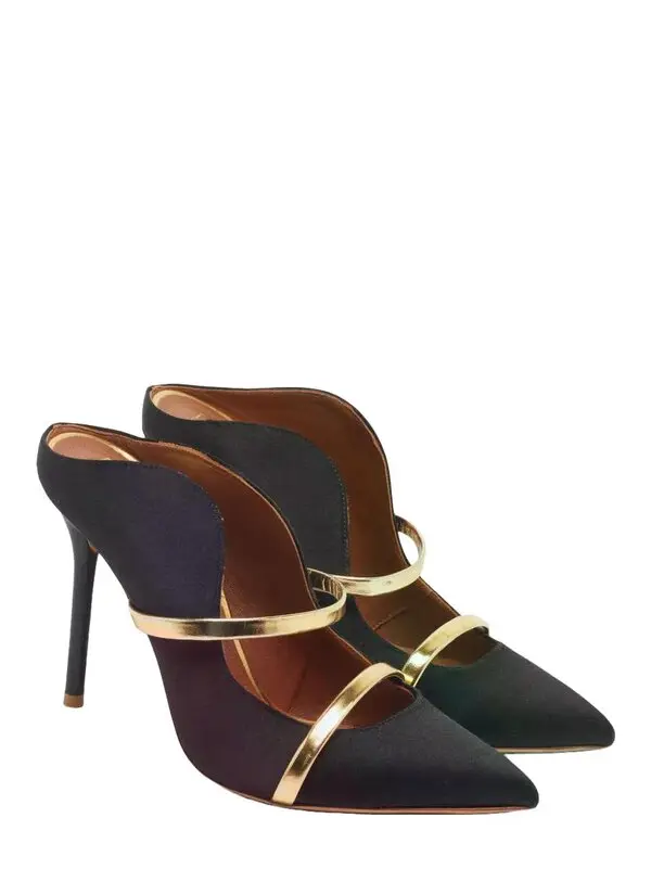 MALONE SOULIERS Maureen Metallic-strap Heeled Mules - Black