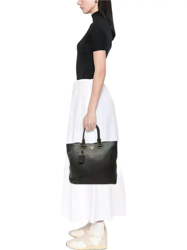 Prada 2010-2026 Vitello Phenix Convertible Shopping Tote Satchel - Black
