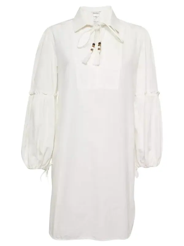 Max Mara Tassel-trim Poplin Mini Dress - White
