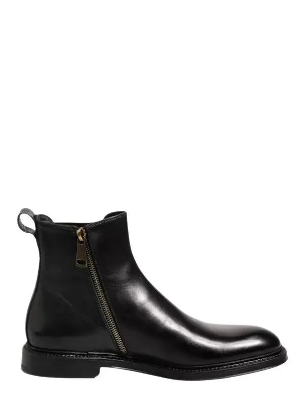 Dolce & Gabbana Side-zip Leather Ankle Boots - Black