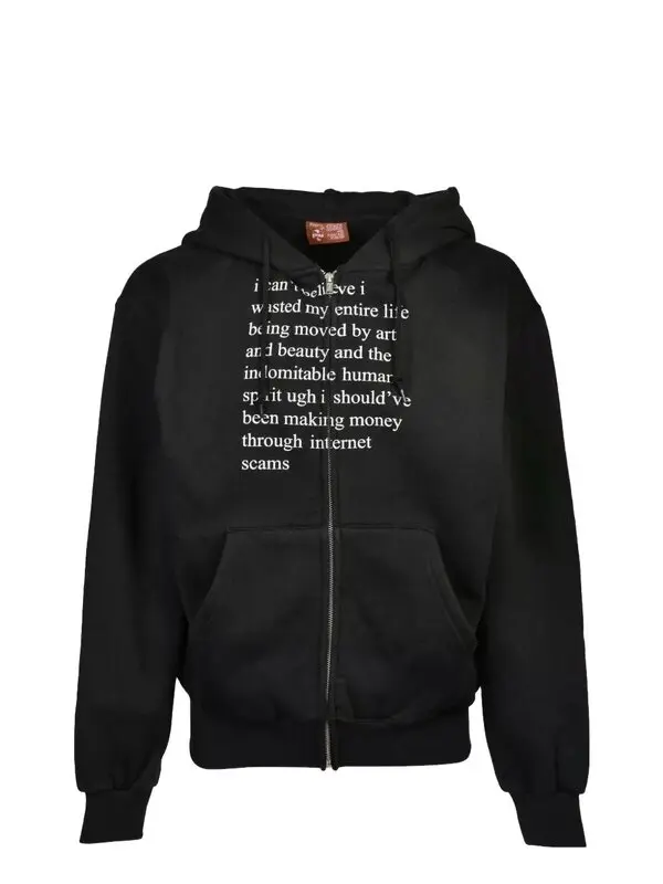 PRAYING Graphic-print Zip-up Hoodie - Black