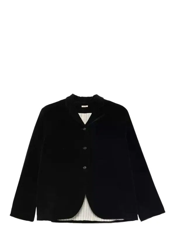 Apuntob Single-breasted Velvet Blazer - Black