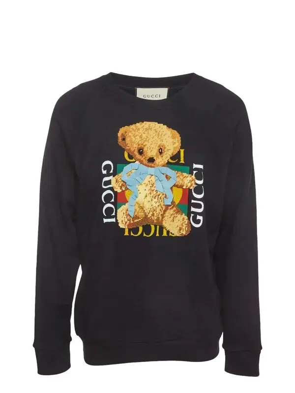Gucci Bear-embroidery Sweatshirt - Blue