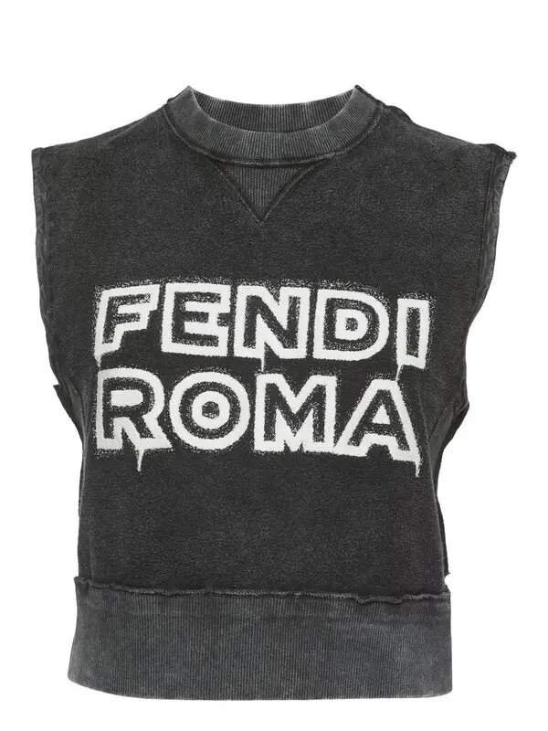 Fendi X Marc Jacobs Logo-embroidered Cropped Top - Grey