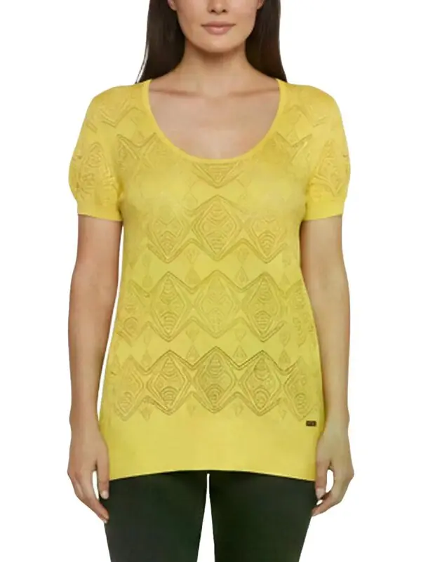FERRAGAMO Pointelle-lace Knit Top - Yellow