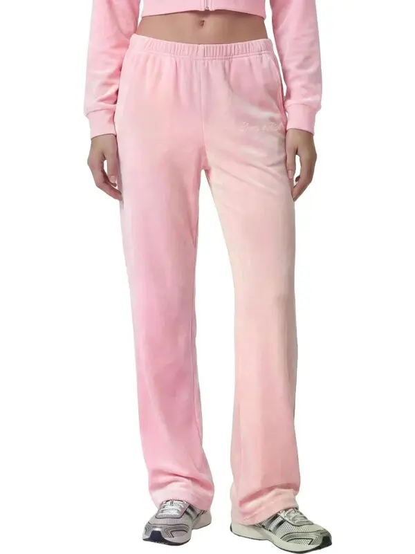 Sporty & Rich Signature Logo Krystal Logo-embellished Track Pants - Pink