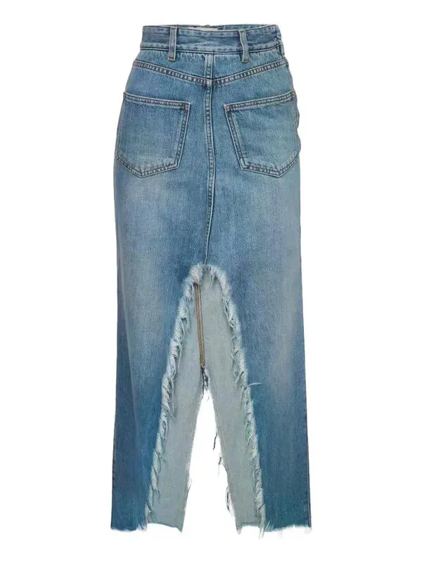 Givenchy 4g Distressed Frayed-hem Skirt - Blue