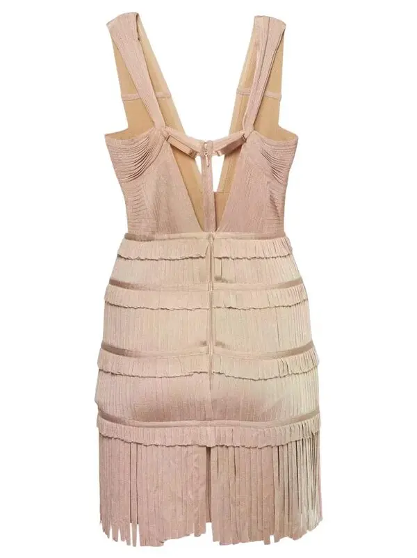 Herve Leger Bandage Fringe Dress - Pink