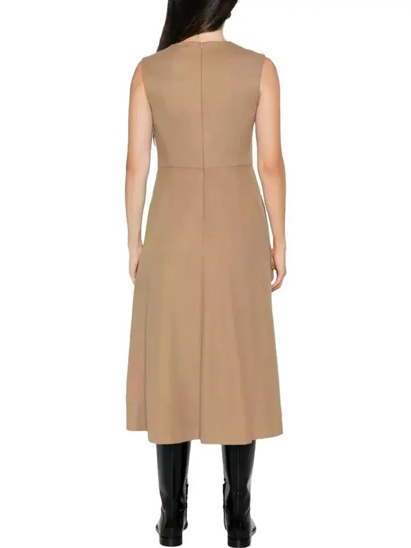 Max Mara V-neck Sleeveless Midi Dress - Brown