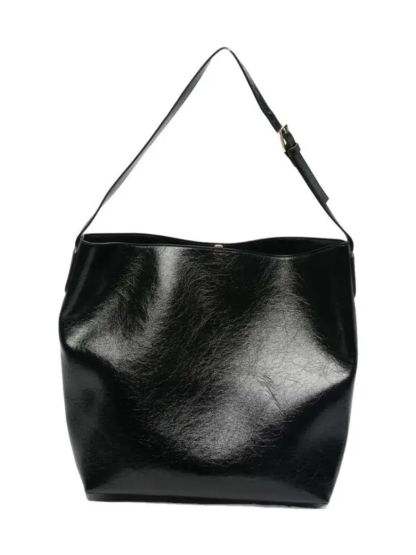 THEMOIRE Zoe Crinkled-finish Shoulder Bag - Black