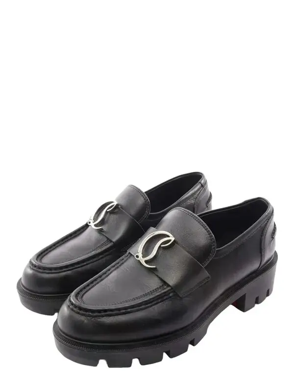 CHRISTIAN LOUBOUTIN 2010s Cl Mock Rug Loafers - Black