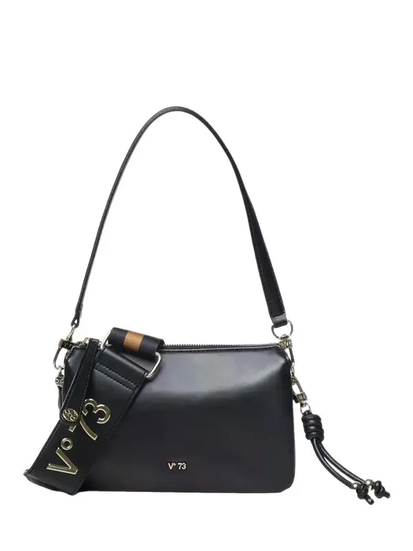 V°73 Zircon Logo-plaque Knotted Shoulder Bag - Black
