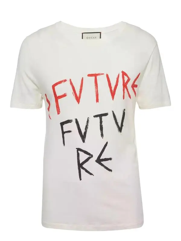 Gucci Graphic-print Cotton T-shirt - Neutrals