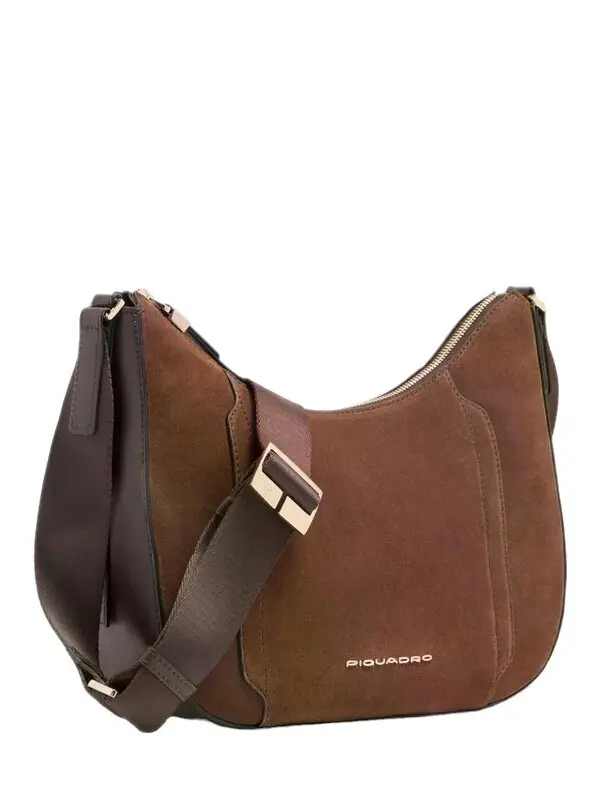 PIQUADRO Suede-panel Leather Mini Ipad® Shoulder Bag - Brown