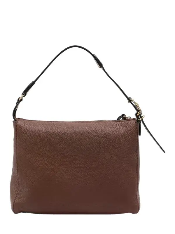Etro Embossed-logo Pebbled Leather Shoulder Bag - Brown