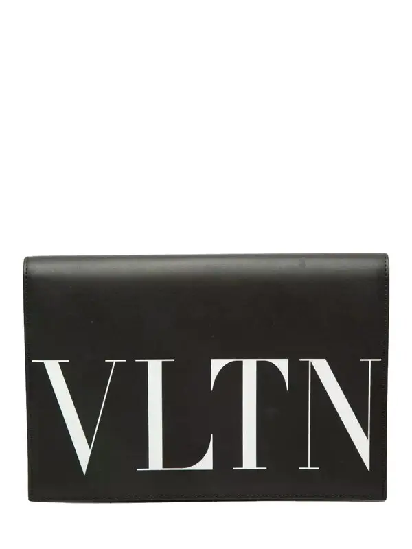 Valentino Garavani 2018-2026 Leather Vltn Flap Clutch Bag - Black
