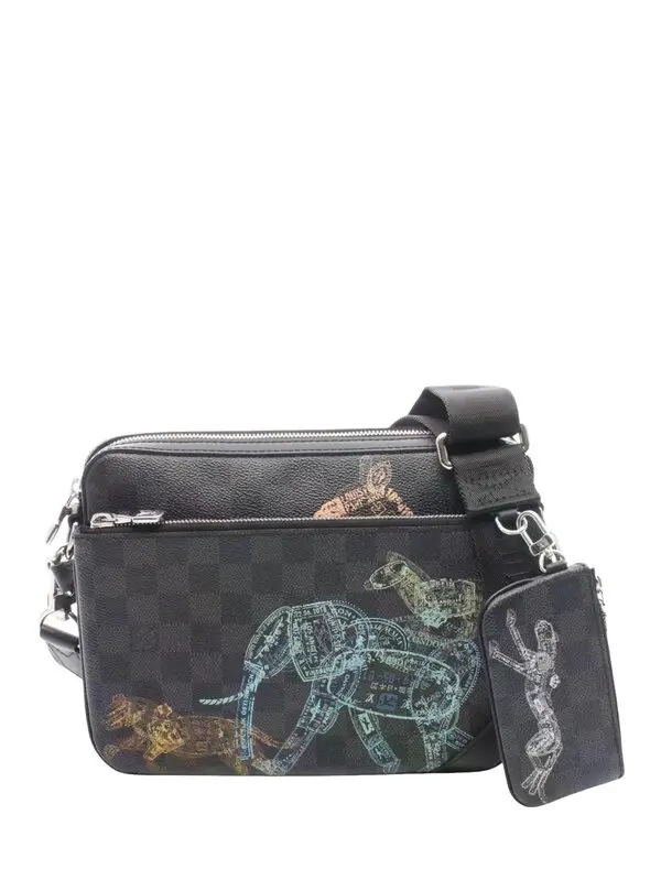 LOUIS VUITTON 2021-2026 Damier Graphite Animal Print Trio Messenger Crossbody Bag - Black