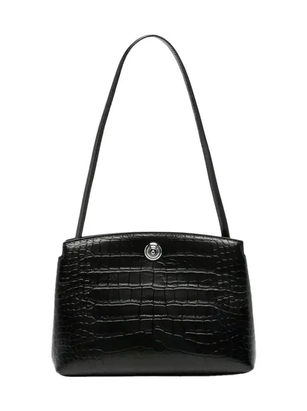 LIFFNER Croc-embossed Push-lock Shoulder Bag - Black