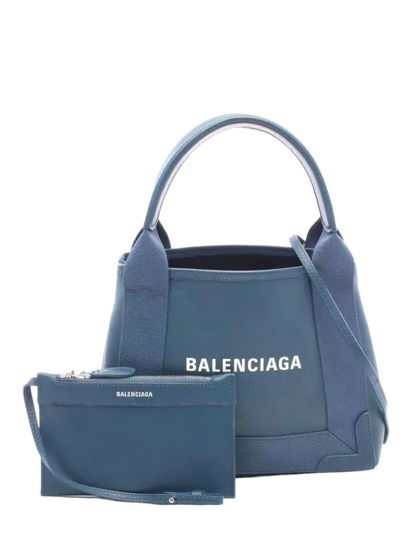 Balenciaga 2000s Xs Navy Cabas Leather Tote Bag - Blue