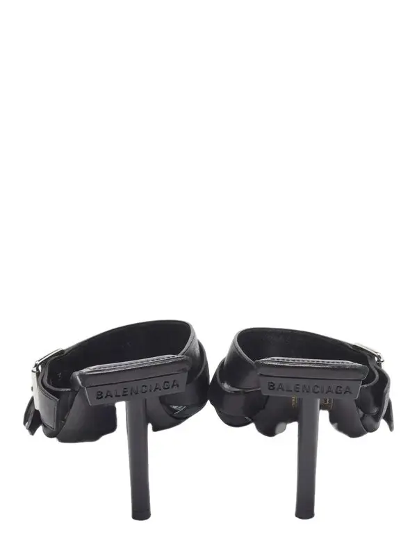 Balenciaga Buckle Leather Sandals - Black