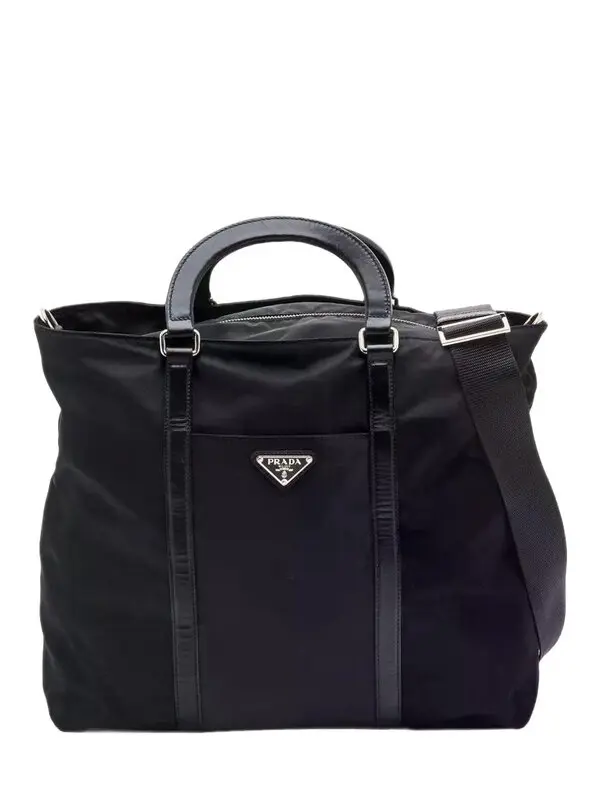 Prada Re-nylon Saffiano Leather Tote Bag - Black