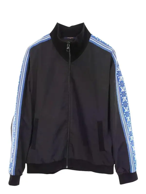 LOUIS VUITTON 2010s Fair Isle Stripe Bomber Jacket - Black