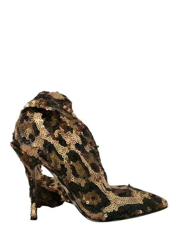 Dolce & Gabbana Leopard-print Sequin-embellished Ankle Boots - Black
