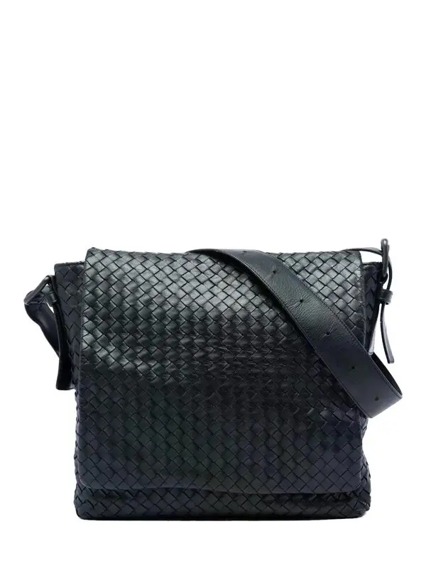 Bottega Veneta 2012-2026 Nappa Intrecciato Flap Crossbody Bag - Black