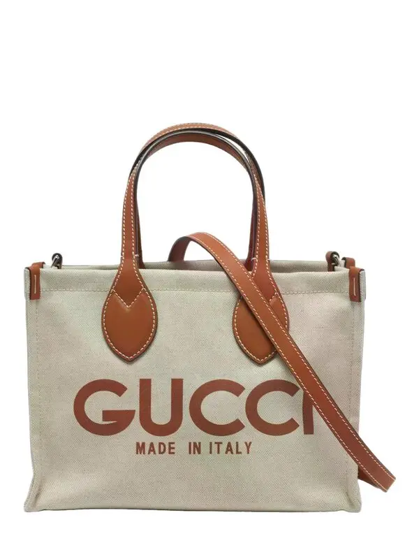 Gucci Mini Logo-print Canvas Tote Bag - Neutrals