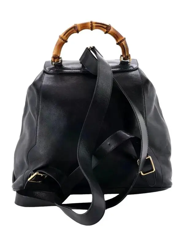 Gucci Vintage Bamboo Leather Medium Backpack - Black