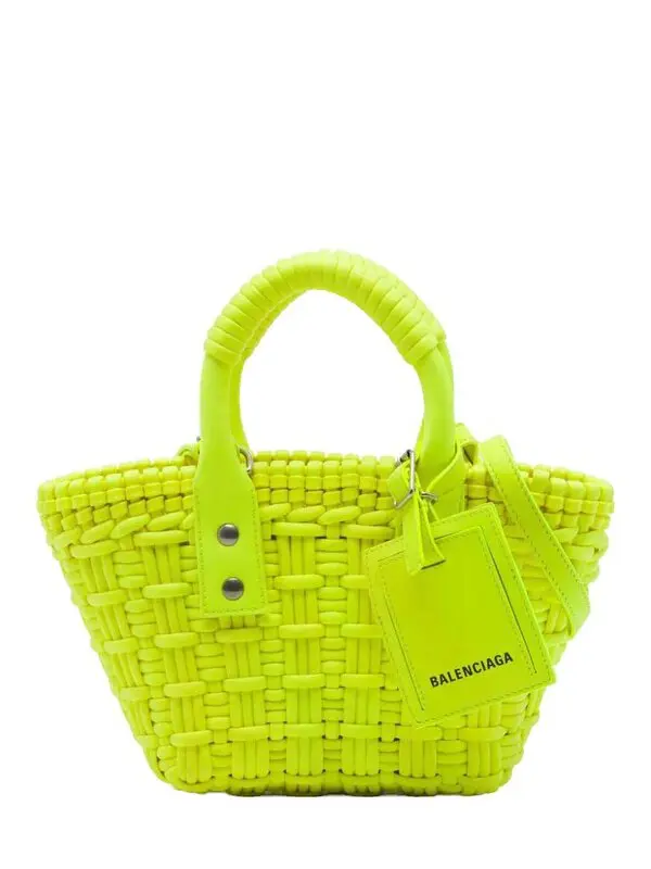 Balenciaga 2022 Faux Leather Bistro Basket Bag Xxs Satchel - Yellow