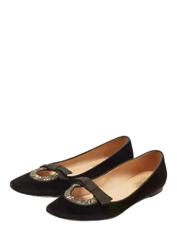 Valentino Garavani Bow Crystal-embellished Ballet Flats - Black